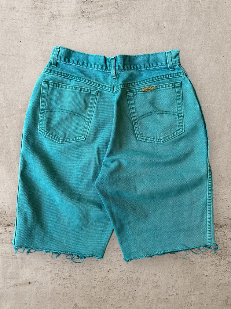90s Chic Teal Denim Cut Off Shorts 27 The Juncture